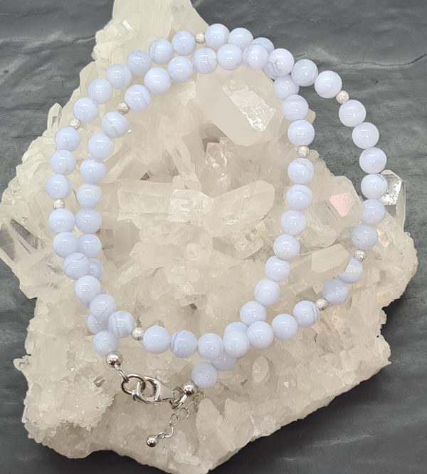 Chalcedon Heilstein Kette – Kommunikation & Innere Ruhe